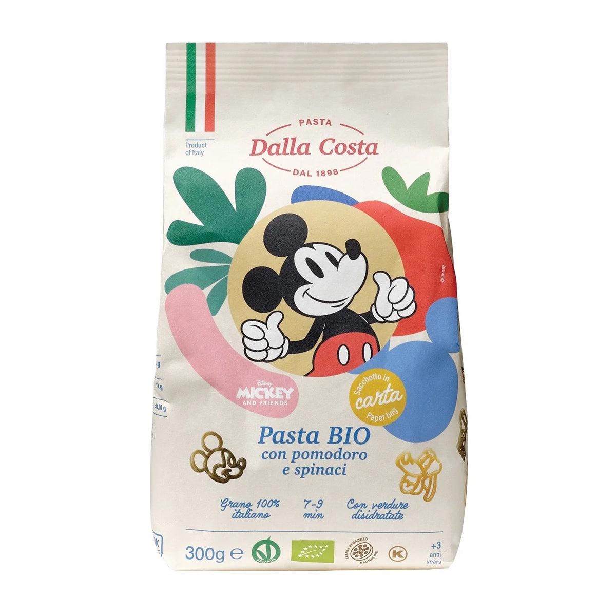 Organic Pasta Wheat Tomato Spinach Disney Mickey, 300gm – SuperNature
