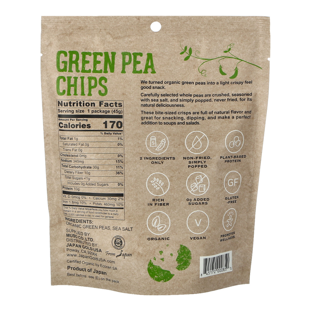 Organic Chips Green Pea Vegan Gluten Free, 45gm