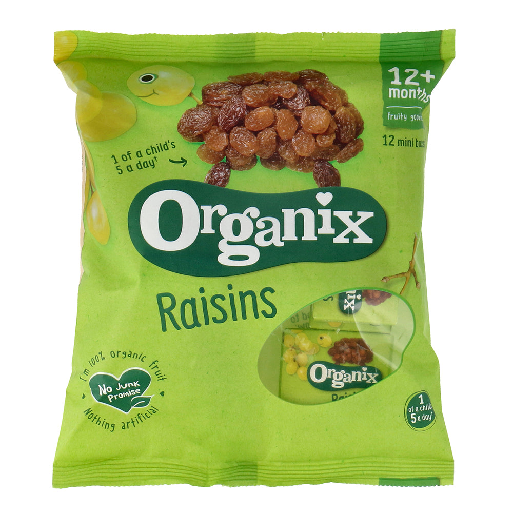 Organic Raisin Mini Box 12+ Vegan Dairy Free Gluten Free, 12's x 14gm ...